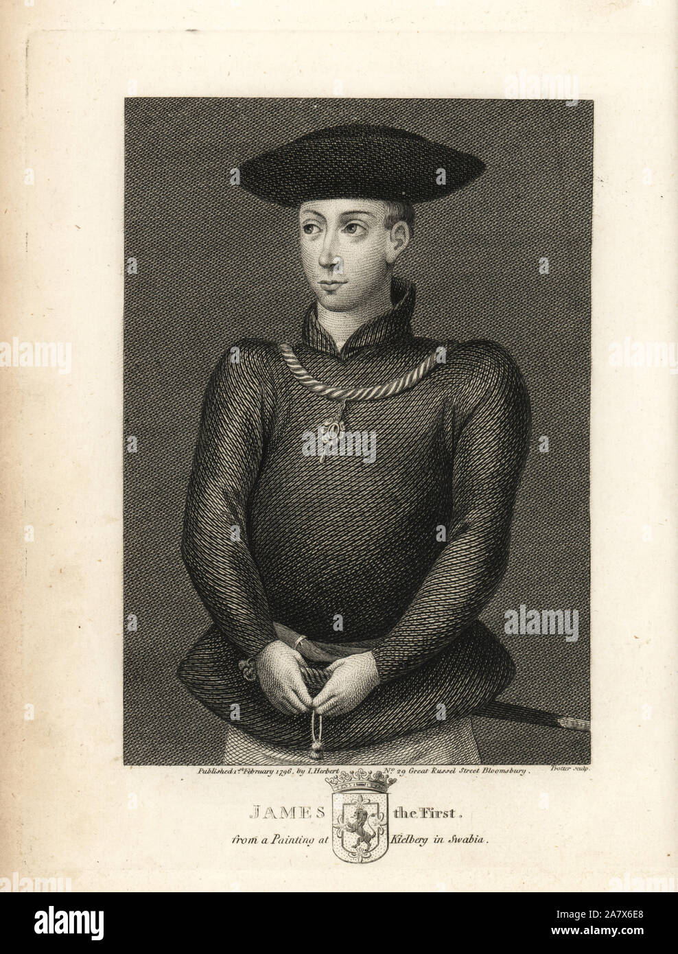King James I of Scotland, from a portrait at Kielberg in Swabia (also ...
