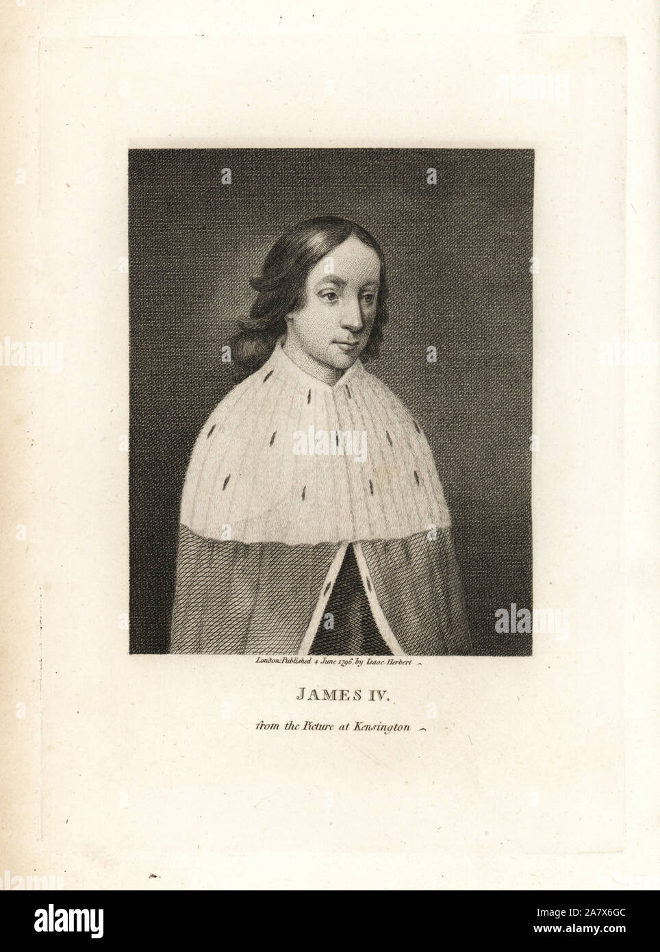 King James IV of Scotland, bare-headed in ermine robes, from the ...