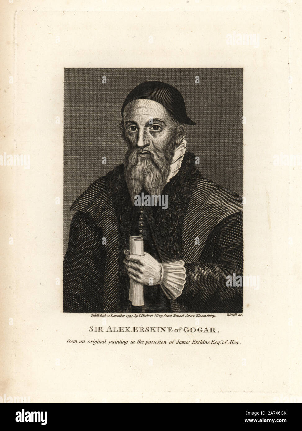 Sir Alex Erskine of Gogar, Regent of Scotland. Copperplate engraving by ...