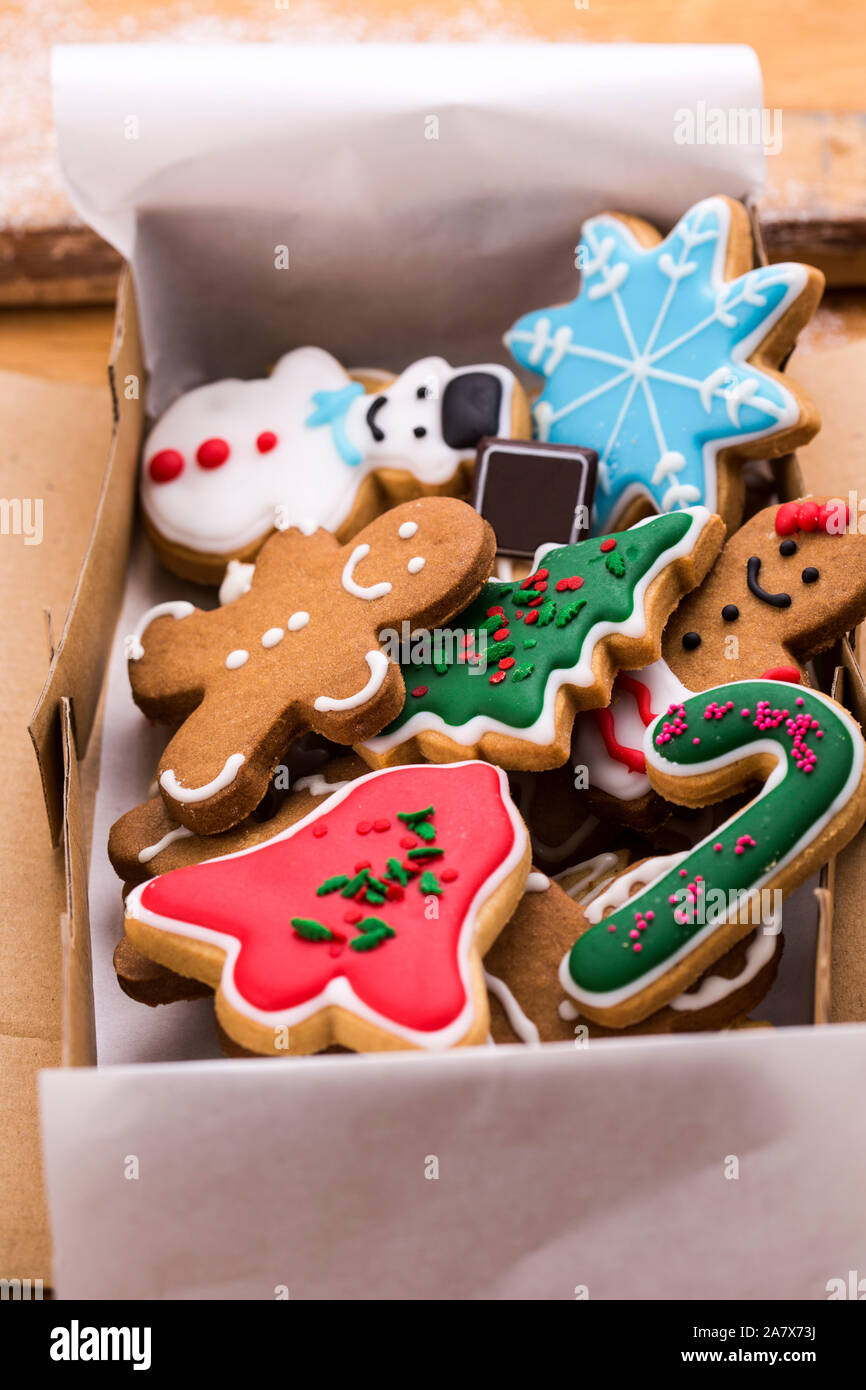 Christmas cookies in different shapes and colours Stock Photo - Alamy
