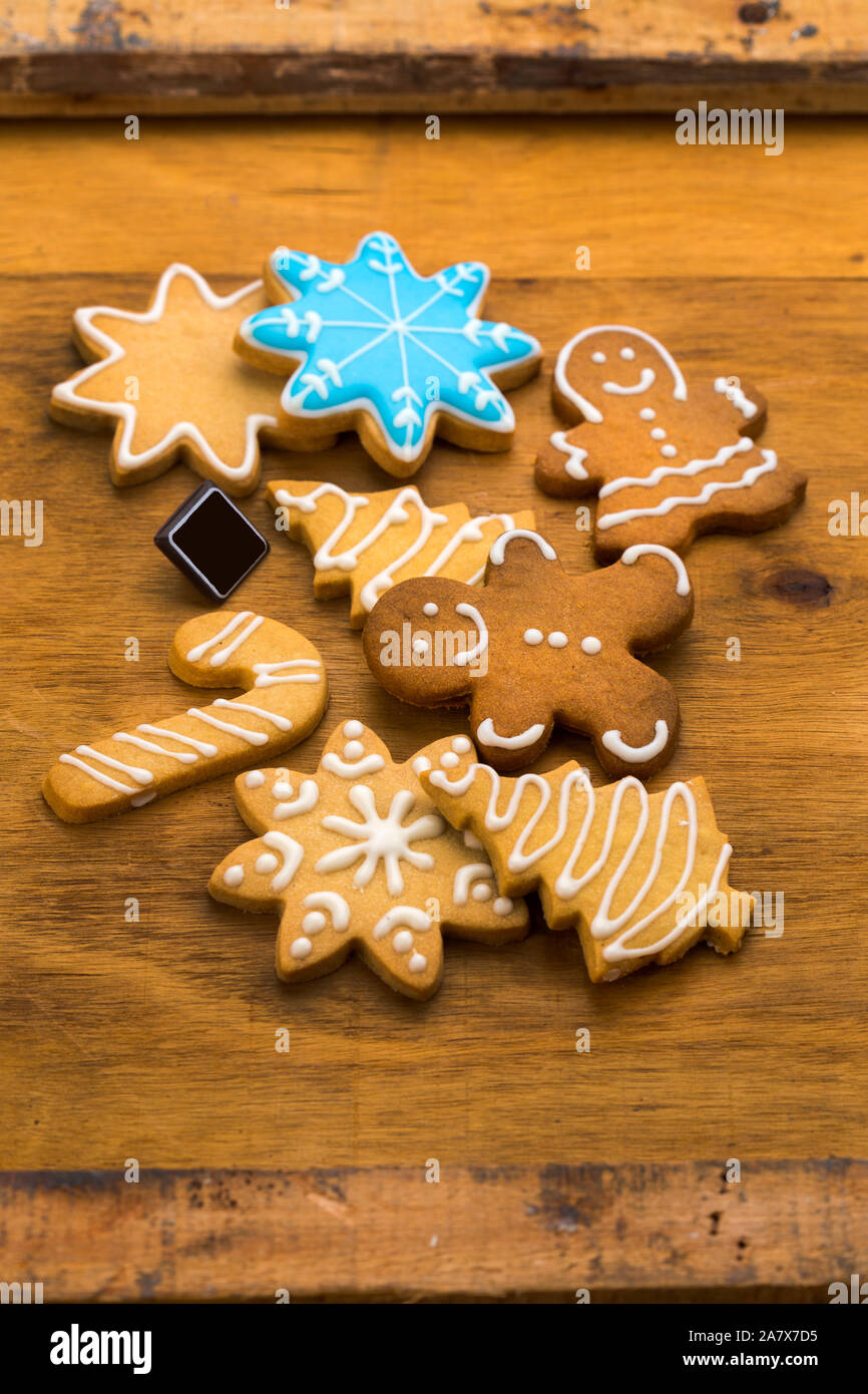 Christmas cookies in different shapes and colours Stock Photo - Alamy