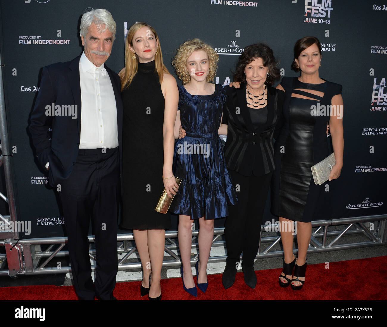 LOS ANGELES, CA - JUNE 11, 2015: Sam Elliott, Judy Greer, Julia Garner ...