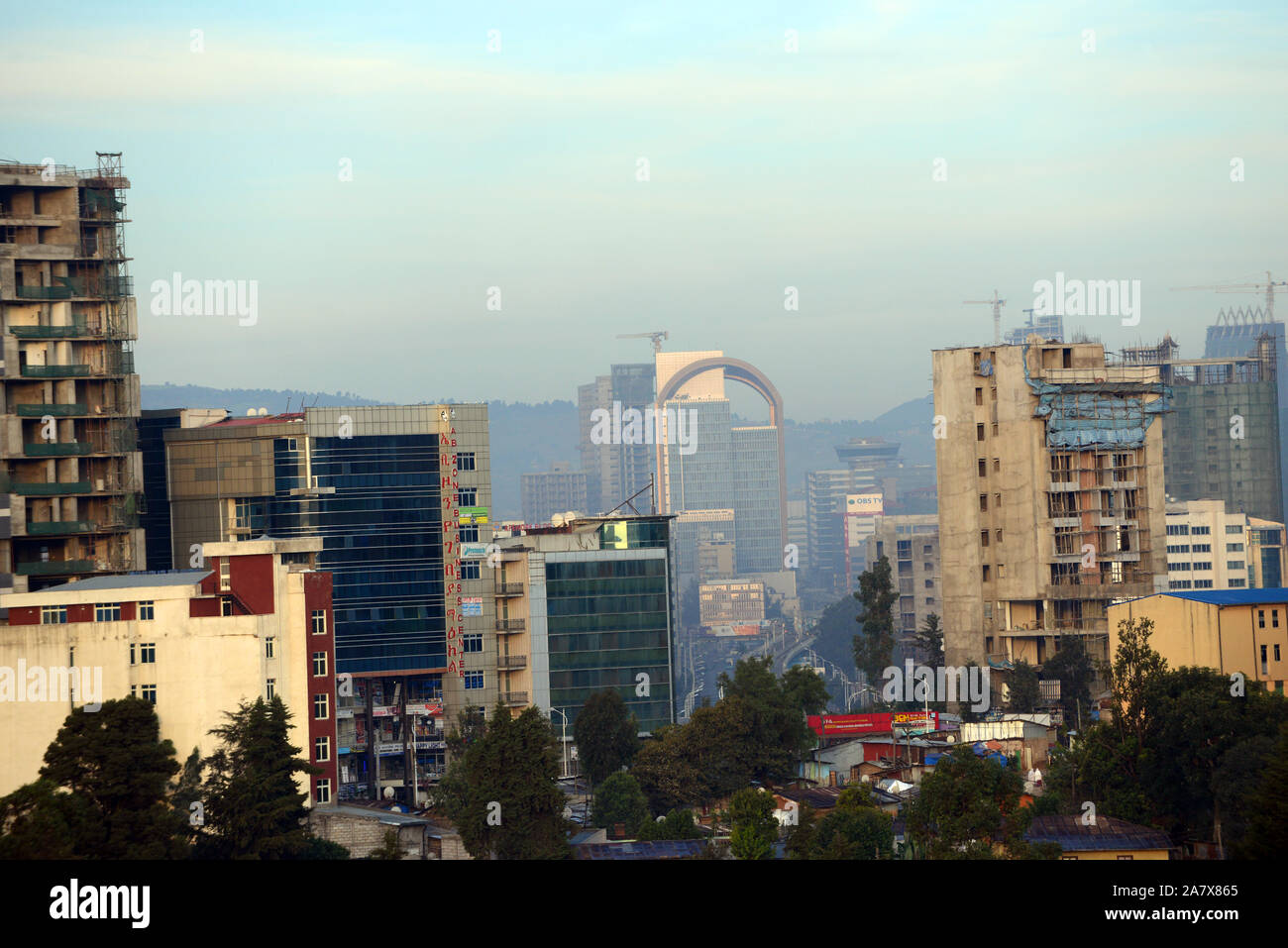 The rapidly changing skyline of Addis Ababa, Capital of Ethiopia Stock ...