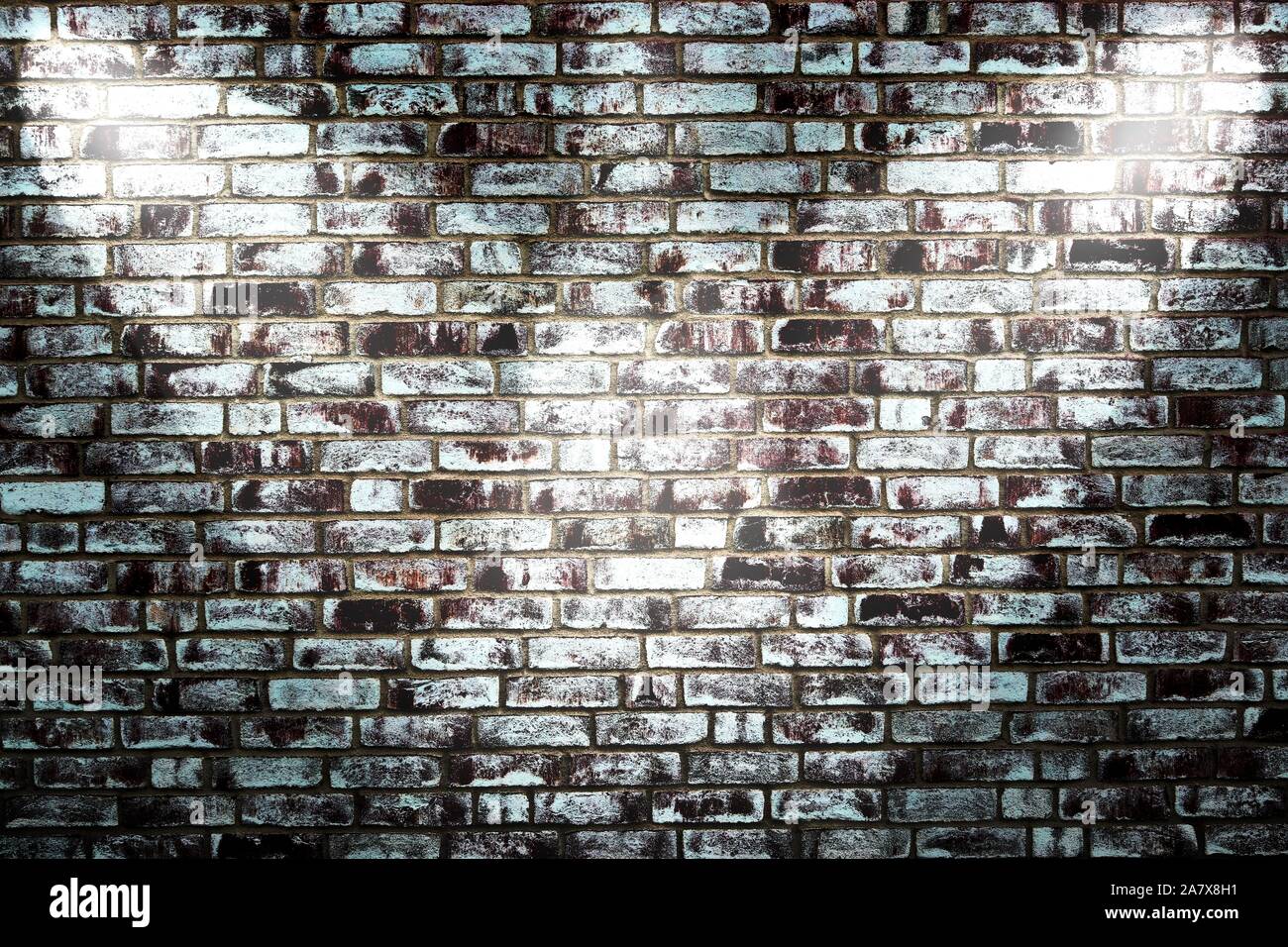 Beautiful spotlights shining at an aged and weathered brick wall Stock ...