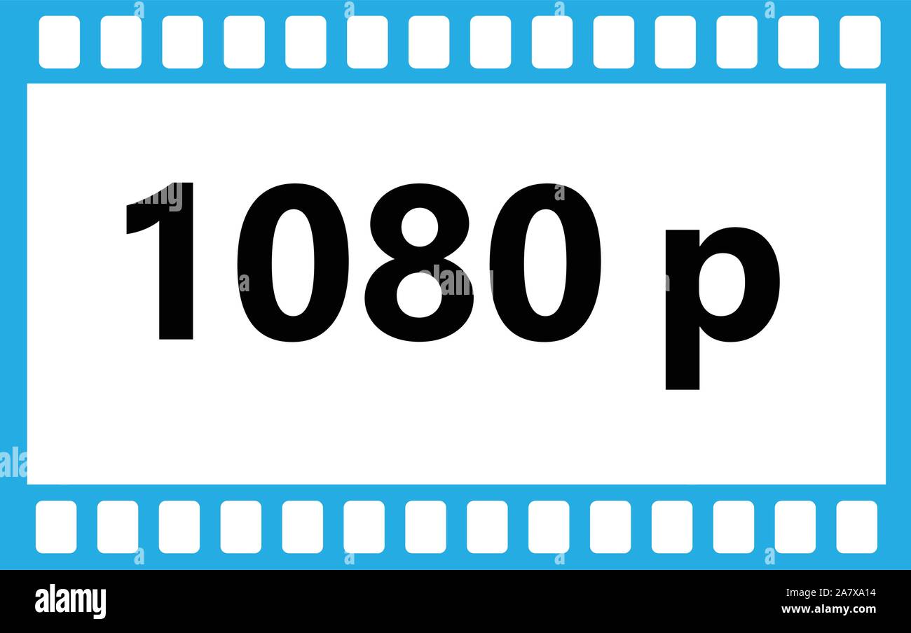 Flat icon of 1080p hd video on white background. 1080p hd video sign ...