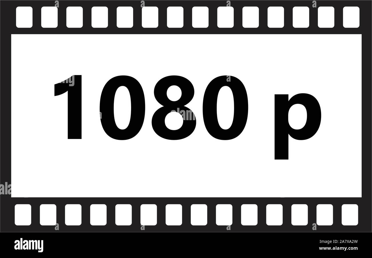 Flat icon of 1080p hd video on white background. 1080p hd video sign ...