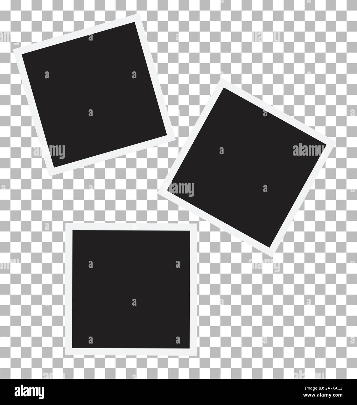 three blank retro photo frames on transparent background. flat style ...