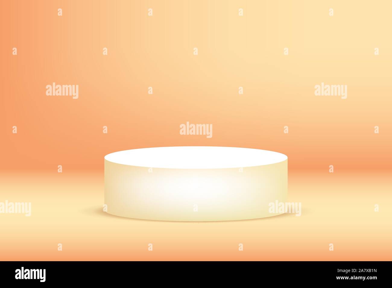 Empty podium studio orange background for product display with copy ...
