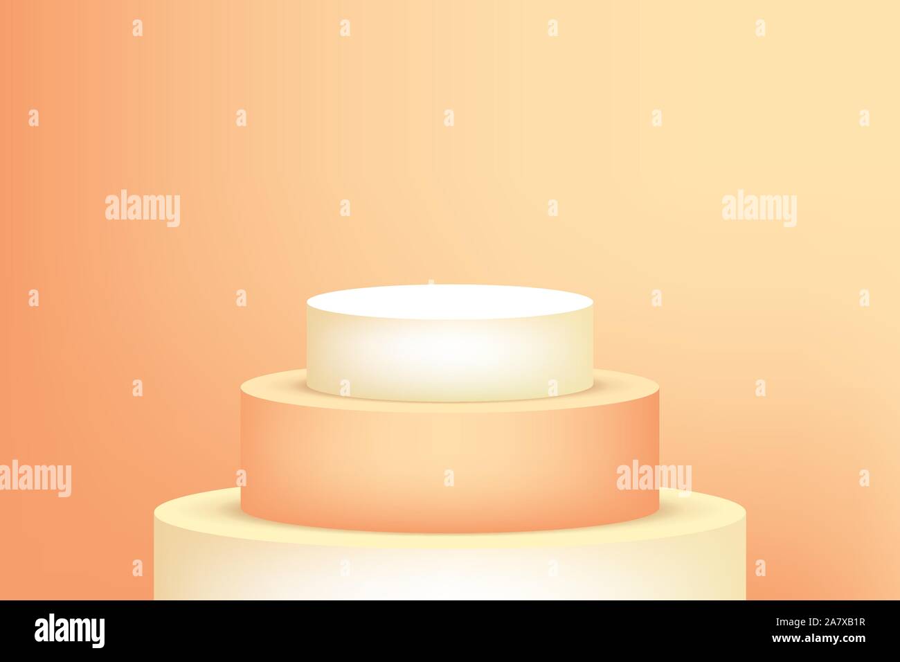 Empty podium studio orange background for product display with copy ...