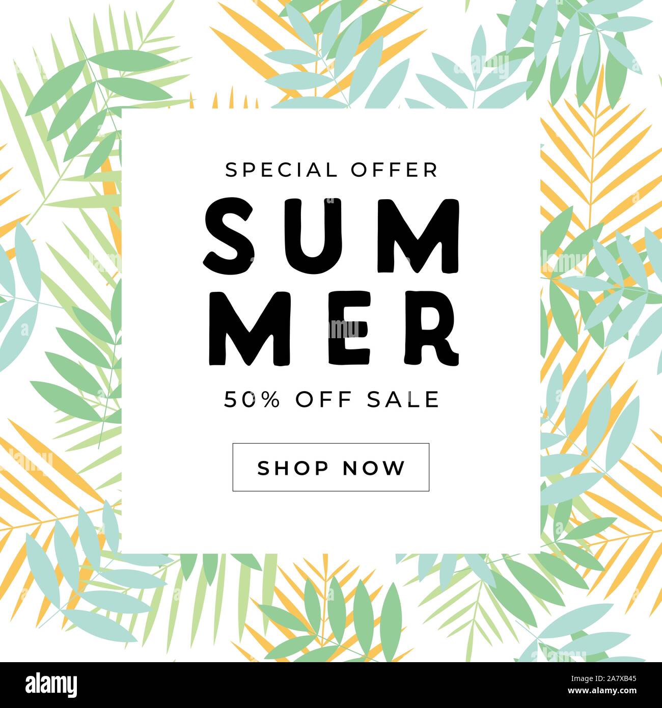 Special Offer Summer Sale Banner. Tropical gift voucher, discount ...