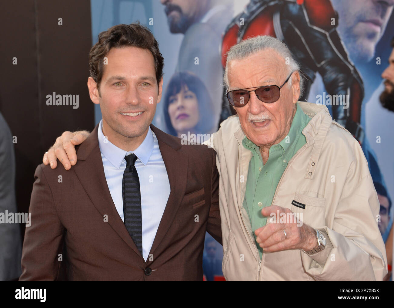 LOS ANGELES, CA - JUNE 29, 2015: Paul Rudd & Stan Lee at the world ...