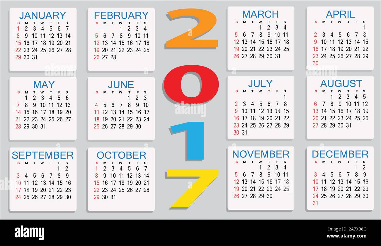 2017 Calendar. 2017 calendar sign Stock Vector Image & Art - Alamy