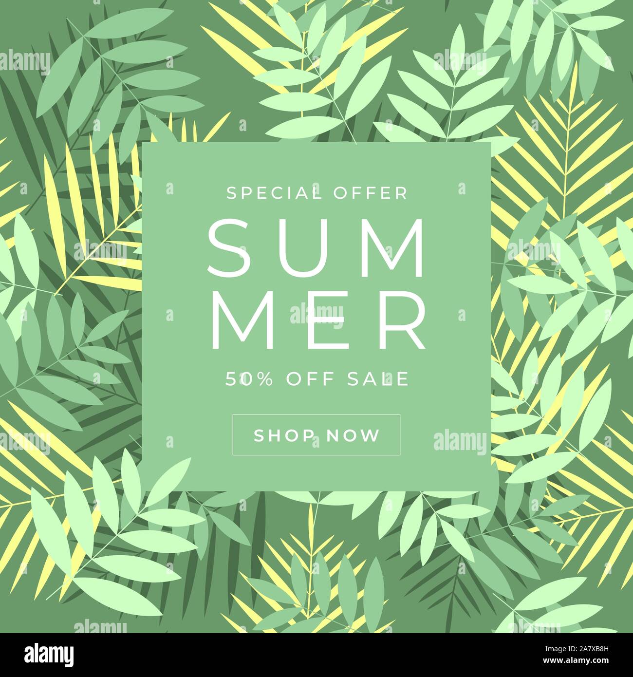 Special Offer Summer Sale Banner. Tropical gift voucher, discount ...