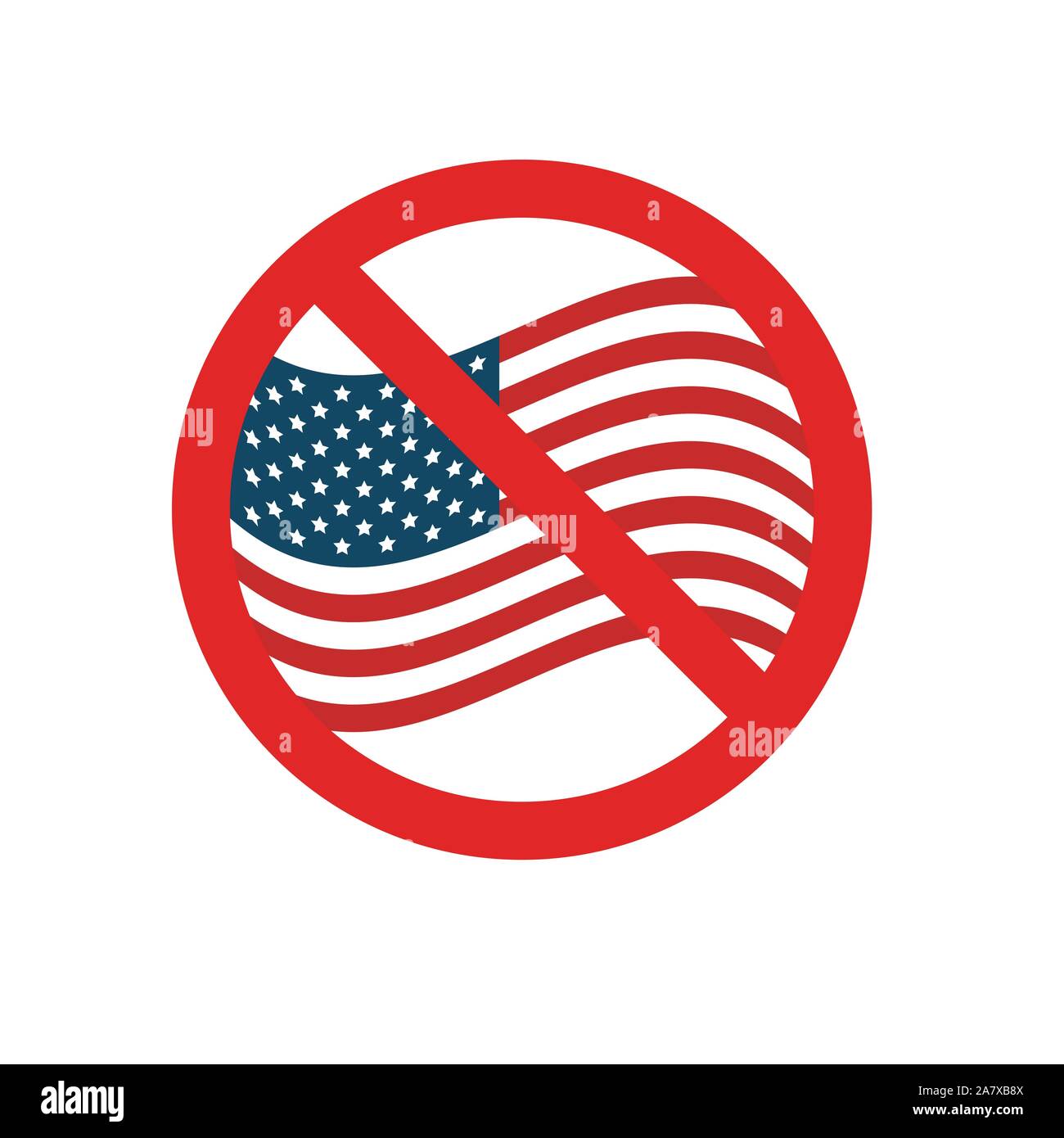USA flag with Forbidden sign on isolated white background Stock Vector ...