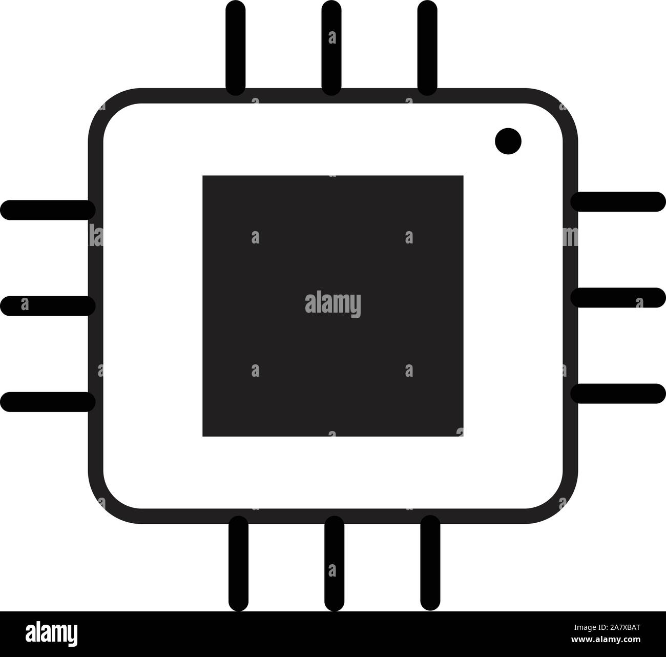 Computer microprocessor icon on white background. Computer ...