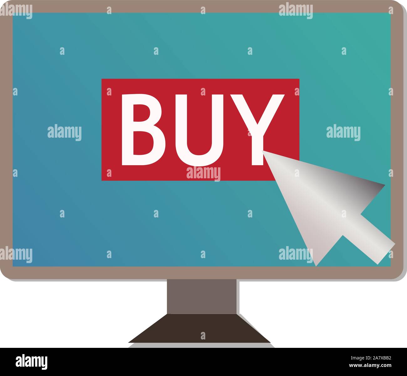 shopping on pc on white background.buy on pc sign. flat style Stock ...