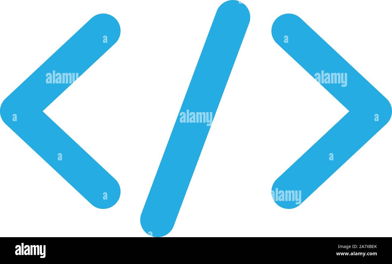 blue code icon on white background. flat style. blue code icon for your ...