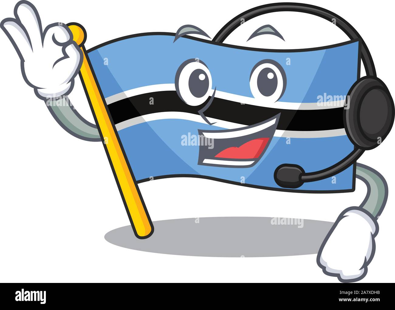 flag botswana cartoon with headphone in a character Stock Vector Image ...
