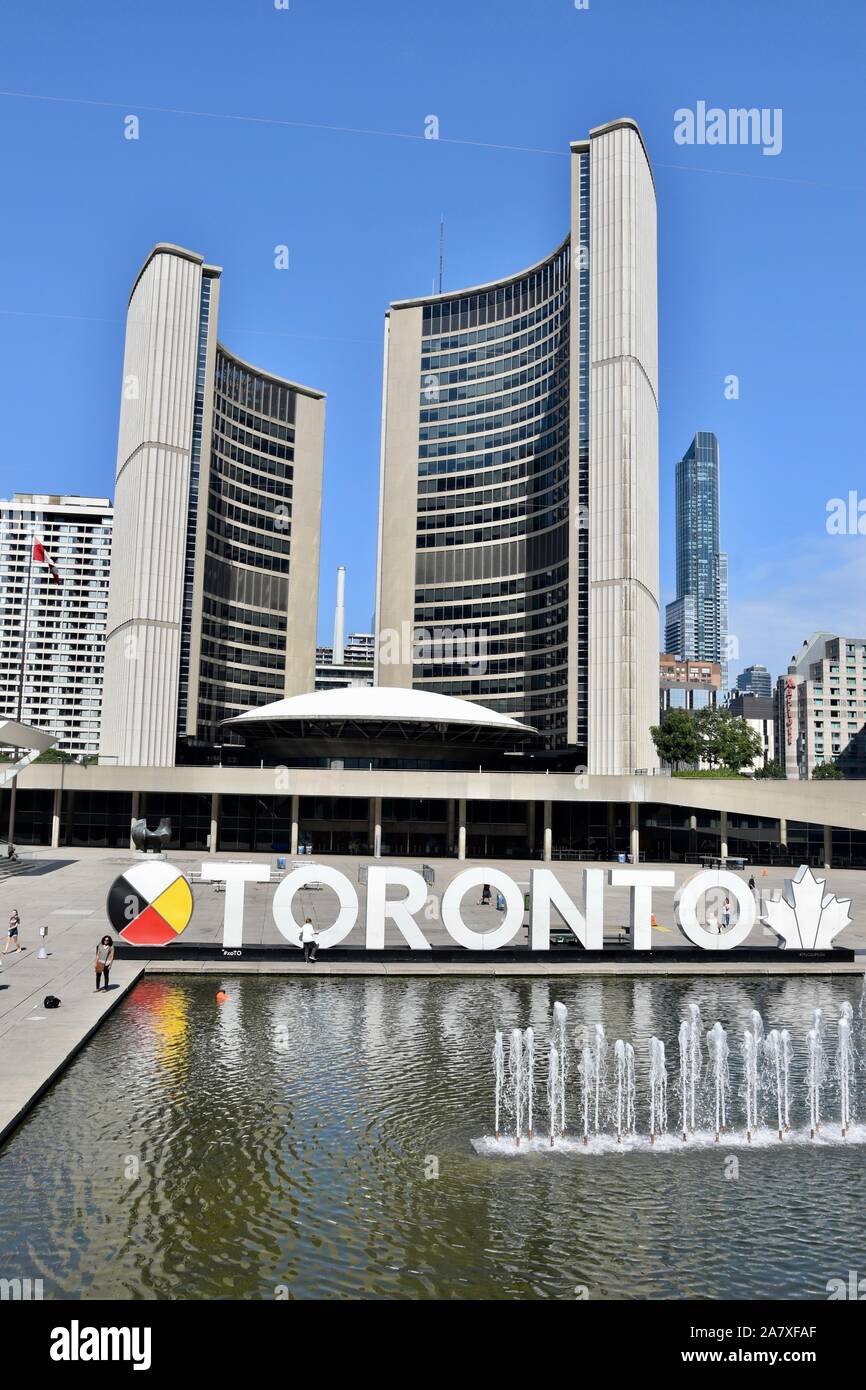 The Toronto sign in City Hall plaza, Toronto, Ontario, Canada Stock ...