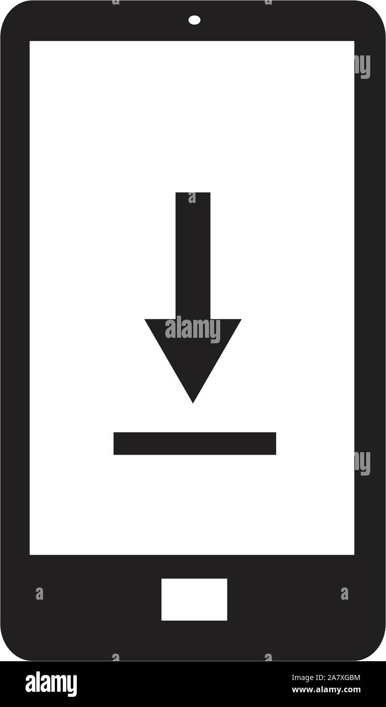 phone download icon on white background. phone download icon sign Stock ...