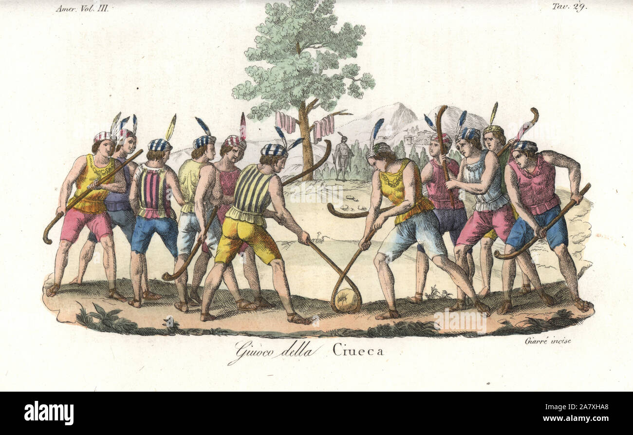 Indigenous Mapuche of Chile playing the game of ciueca or palin, a ...