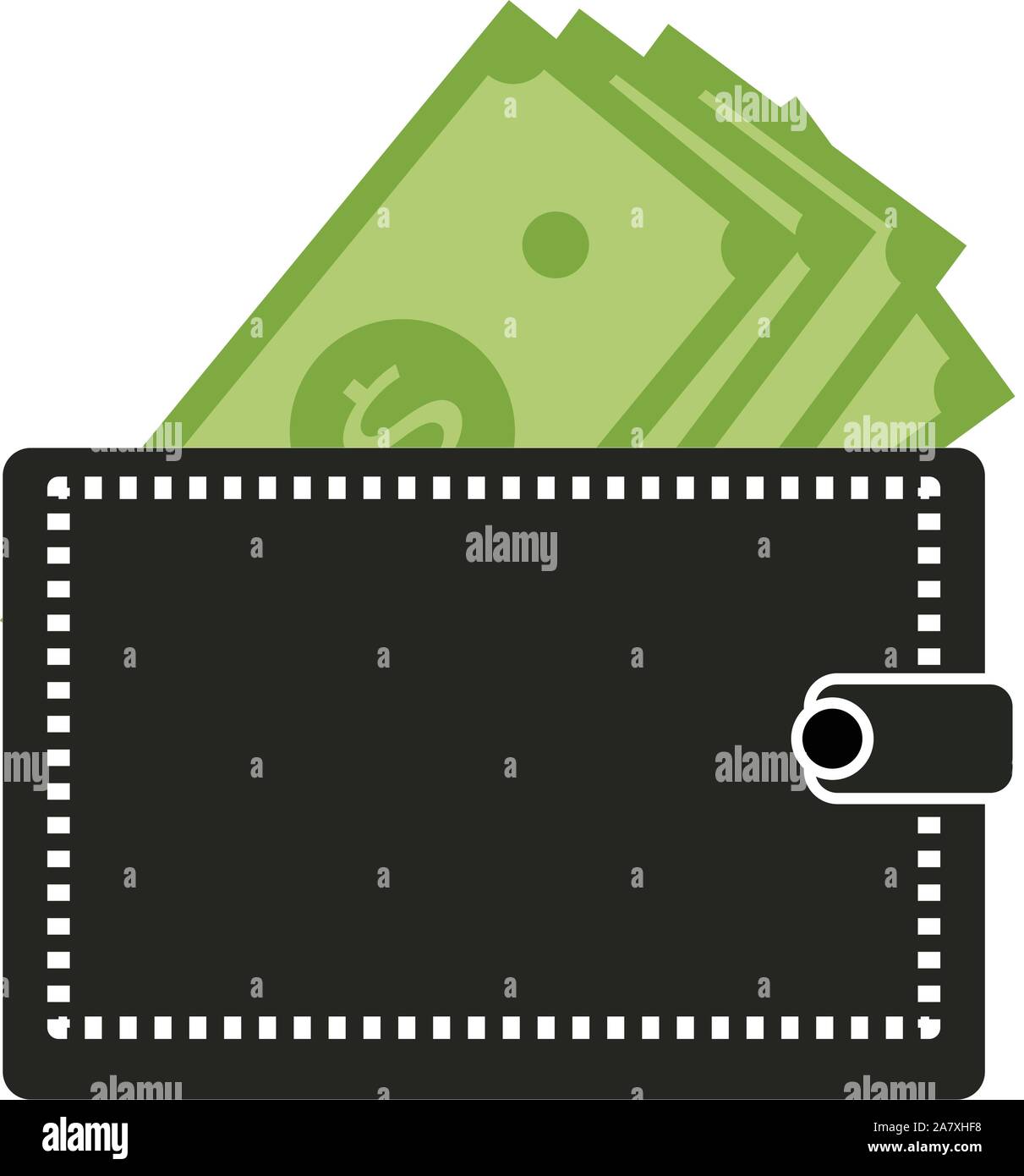 Wallet with dollars icon on white background. Wallet with dollars ...