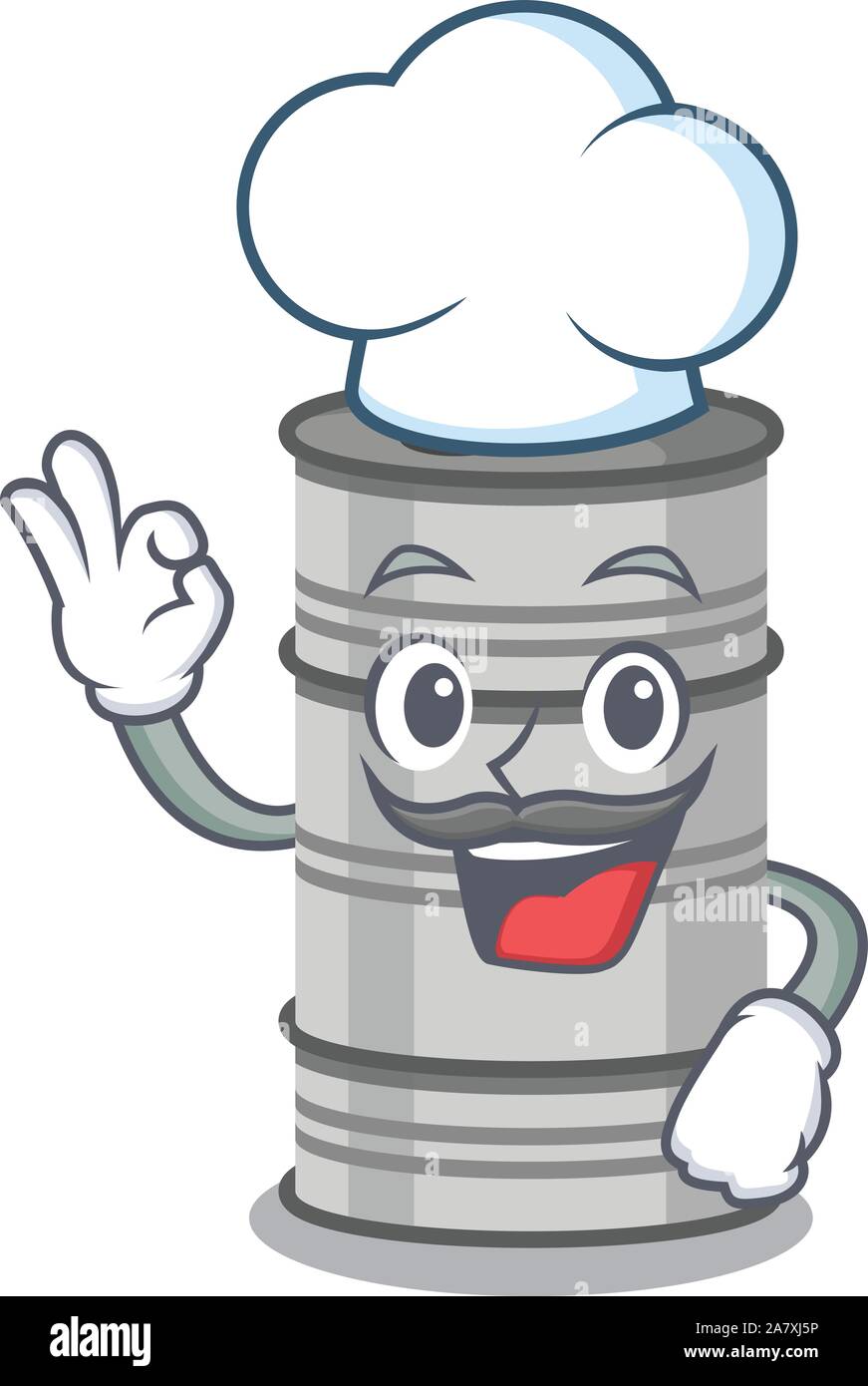 Happy oil drum cartoon chef character with white hat Stock Vector Image ...