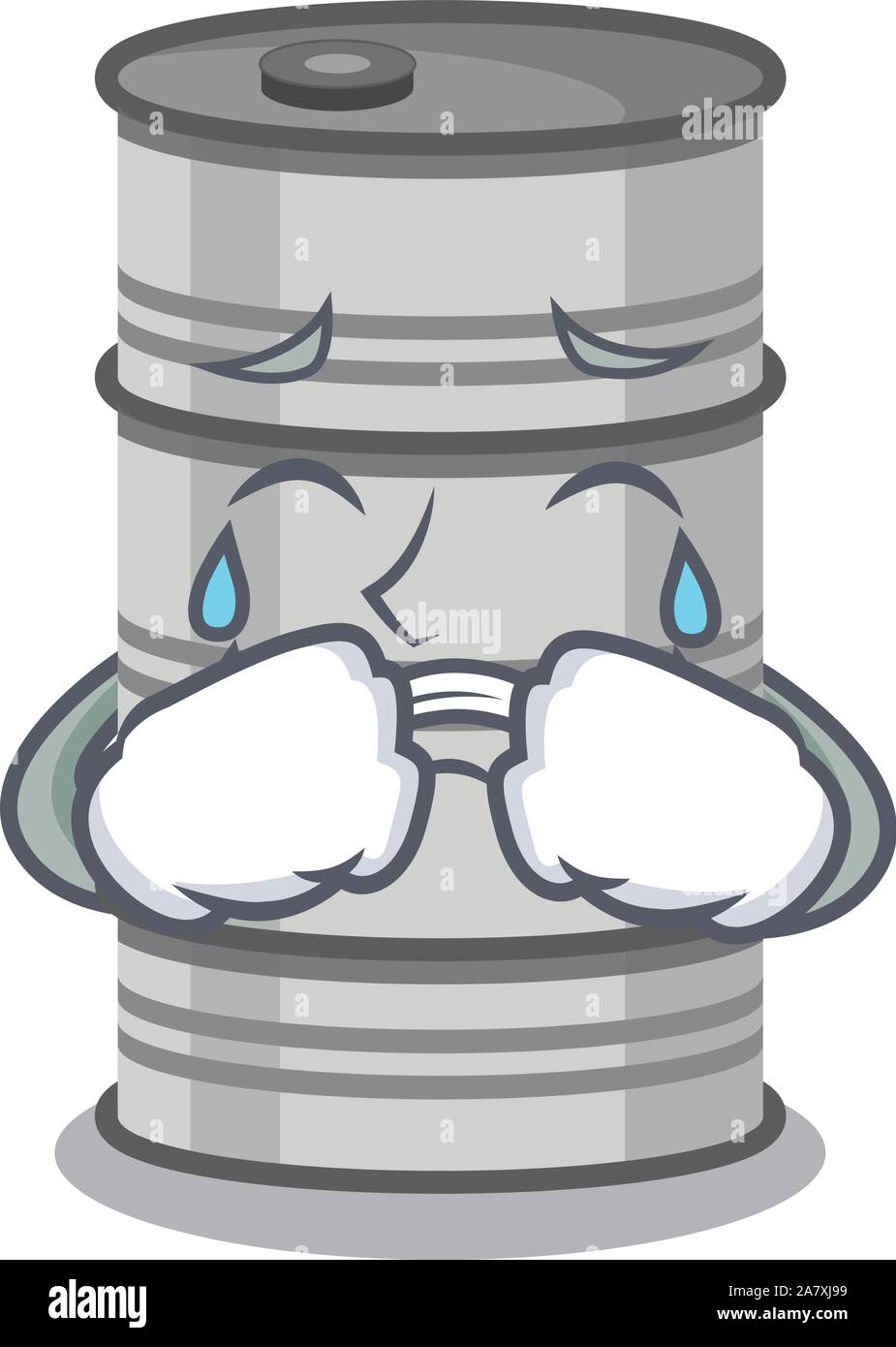 Sad crying oil drum cartoon style vector illustration Stock Vector ...