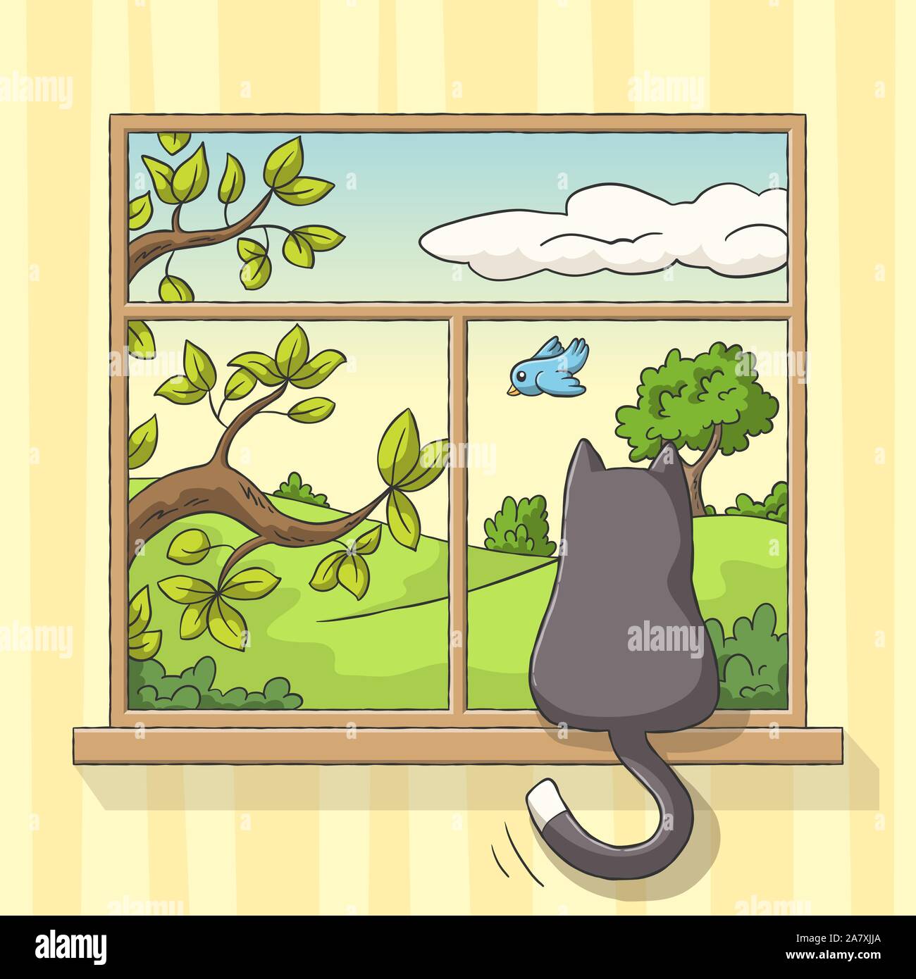 Cartoon cat bird hi-res stock photography and images - Alamy