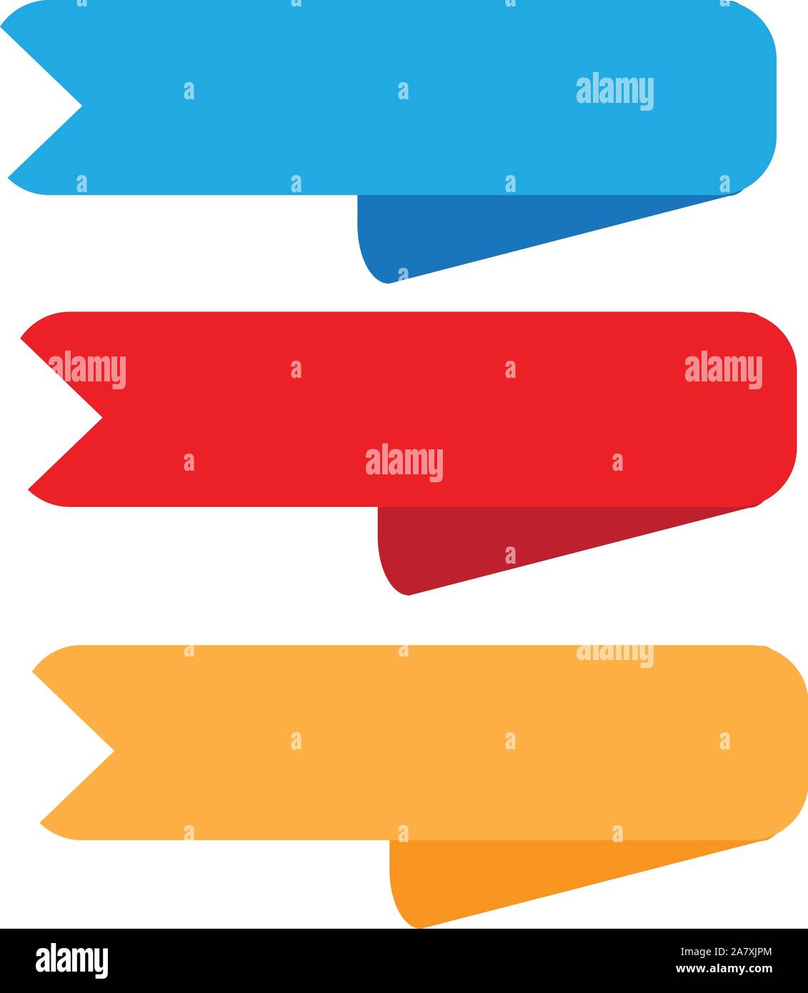 three ribbon banner on white background. three ribbon banner sign Stock ...