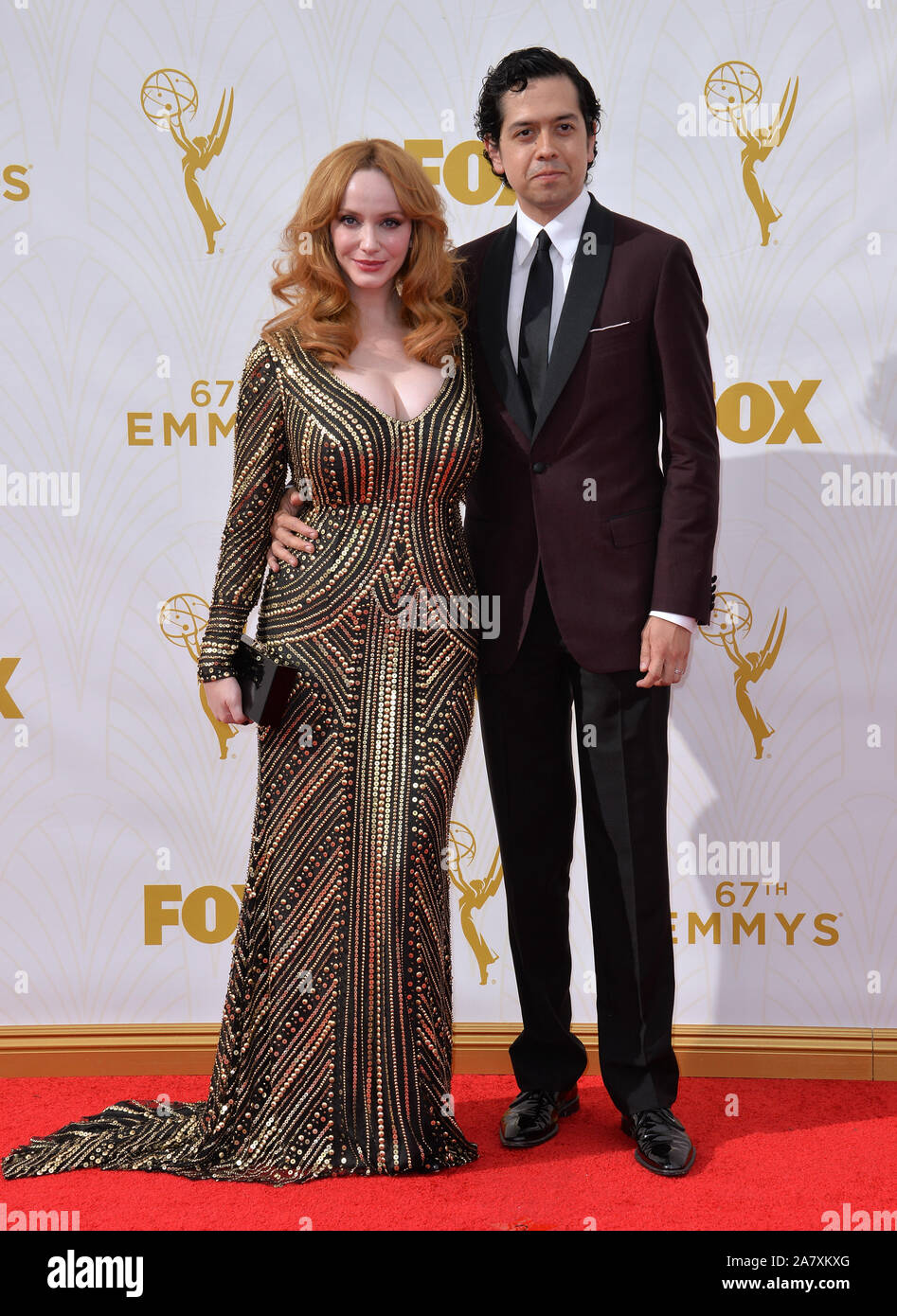 LOS ANGELES, CA - SEPTEMBER 20, 2015: Christina Hendricks & husband ...