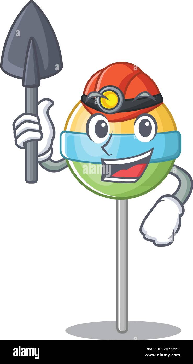 smilling miner mascot round lollipop with character Stock Vector Image ...