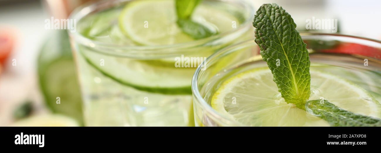 Lime with cucumber punch home made cocktail Stock Photo - Alamy