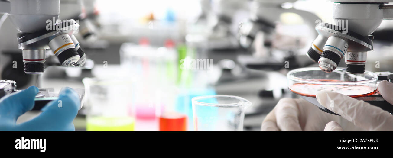 Many microscopes in forensic science laboratory Stock Photo - Alamy