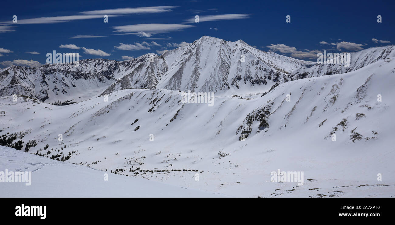 Cold landscape of Gray and Torreys peaks and the the snow capped rugged ...