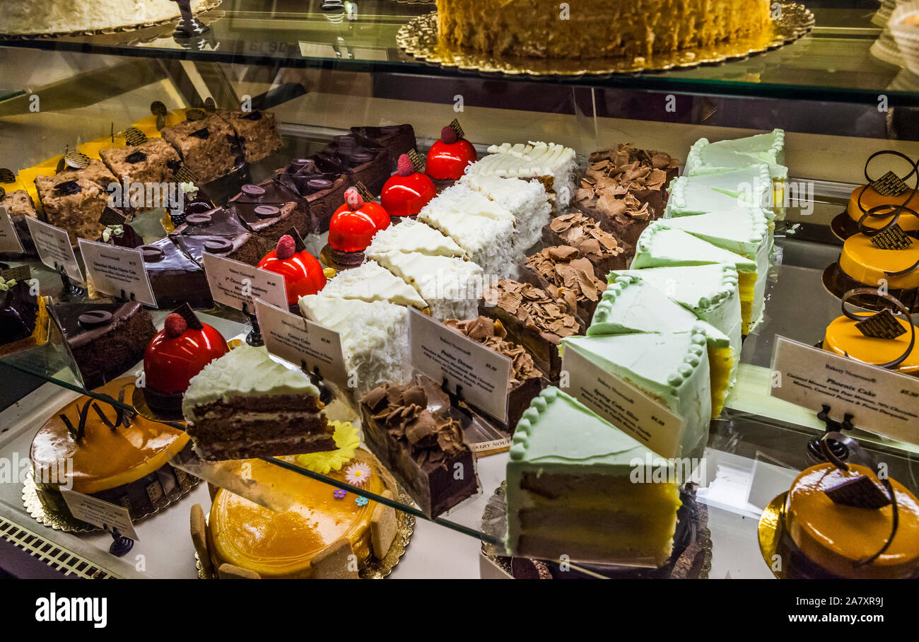 Cake case in Bakery Nouveau, West Seattle, Washington, USA Stock Photo ...
