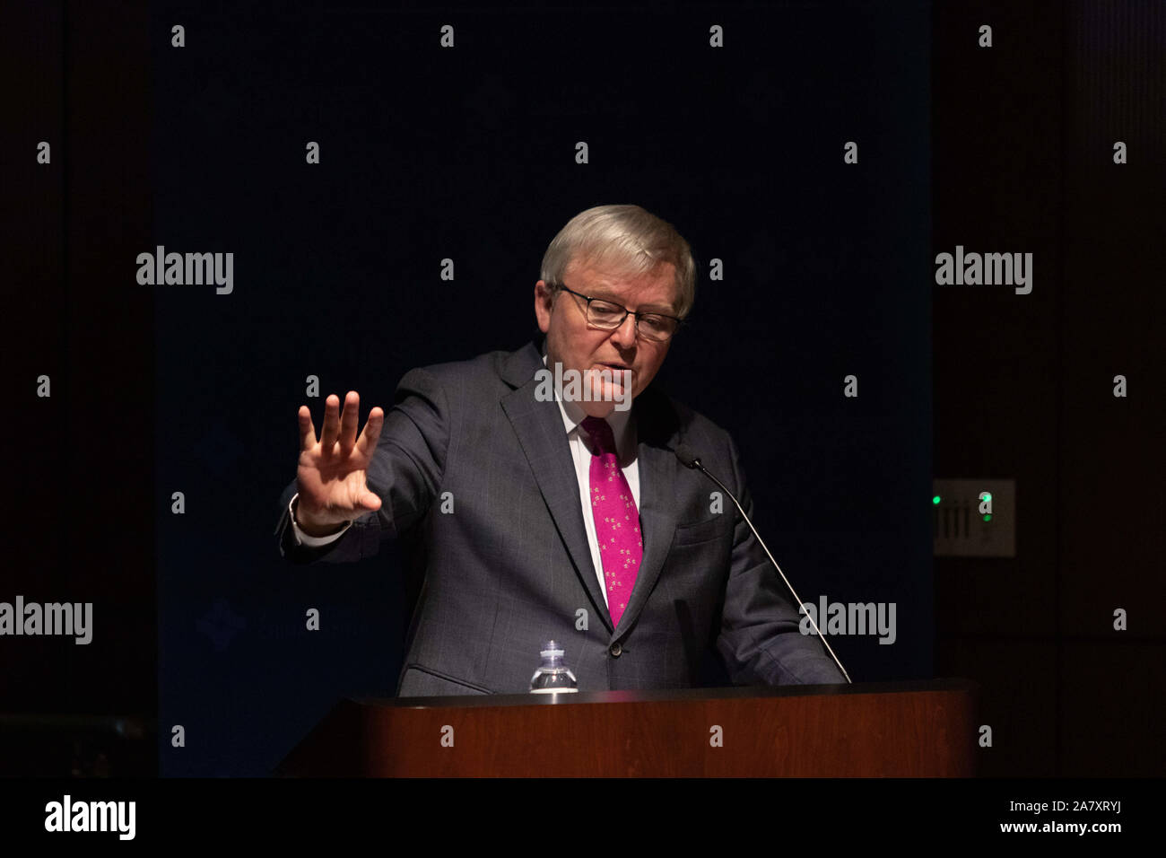 November 3, 2019: Former Australian Prime Minister Kevin Rudd speaks ...