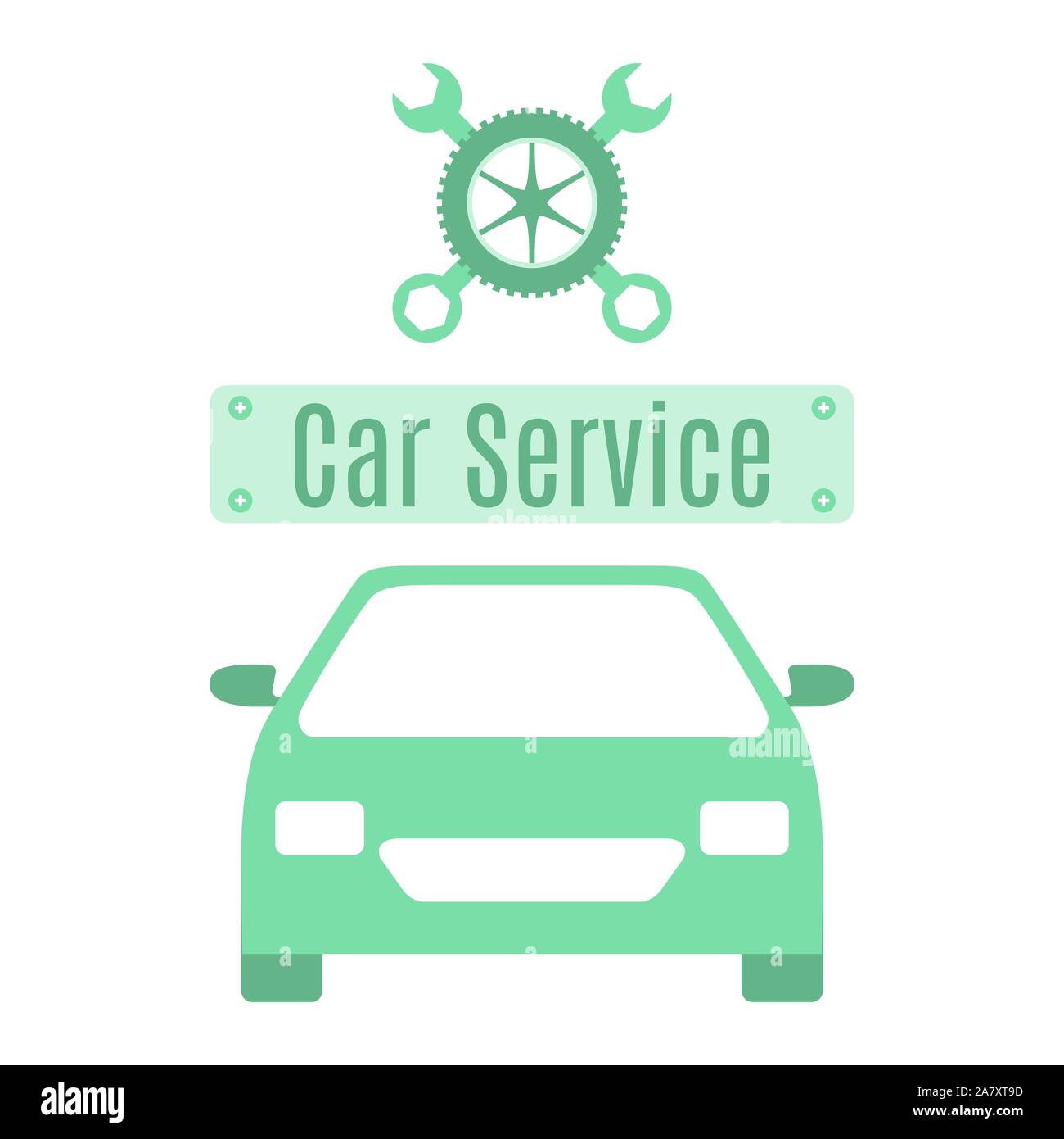 Car service vector illustration concept. Car, wheel, repair tools, sign ...