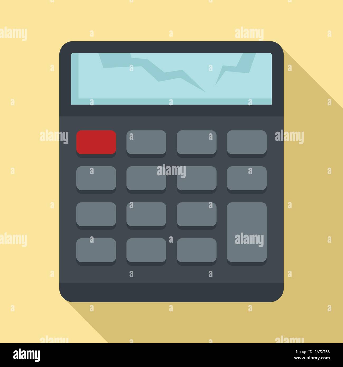 Broken calculator icon. Flat illustration of broken calculator vector ...
