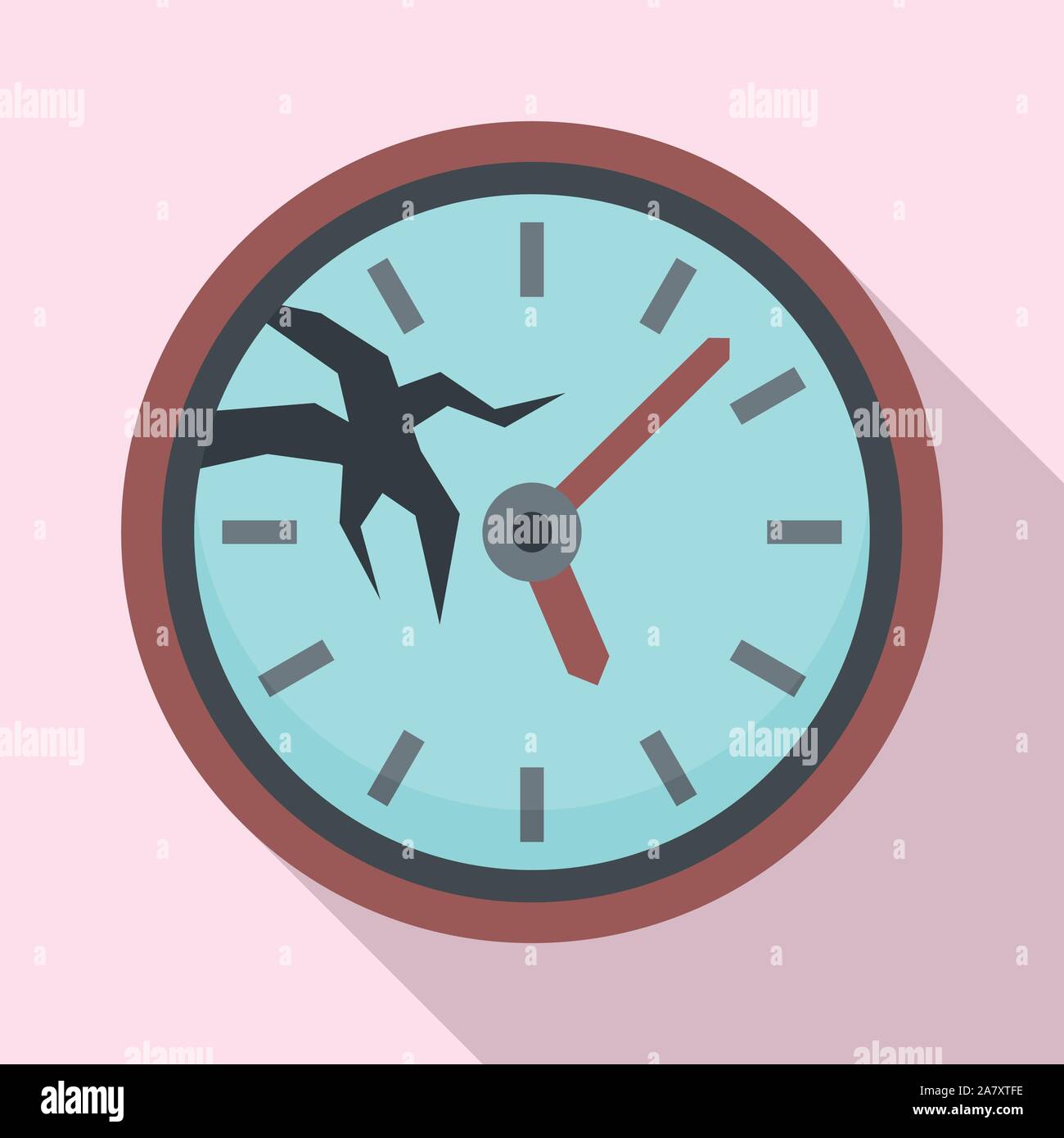 Broken wall clock icon. Flat illustration of broken wall clock vector ...