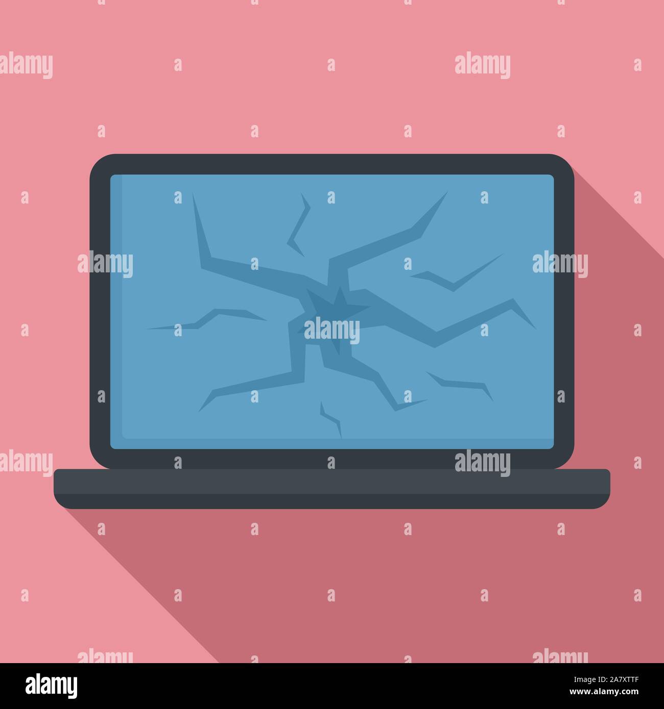 Broken laptop icon. Flat illustration of broken laptop vector icon for ...