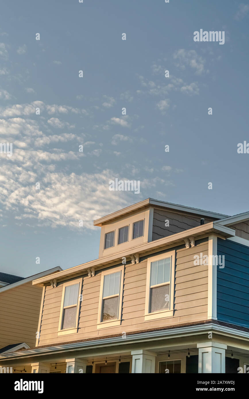 Upper storey of a house with large sash windows Stock Photo - Alamy
