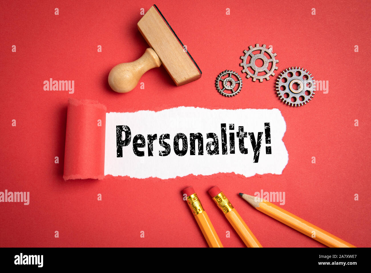 Personality. Character, emotions and mental health. Text under torn ...