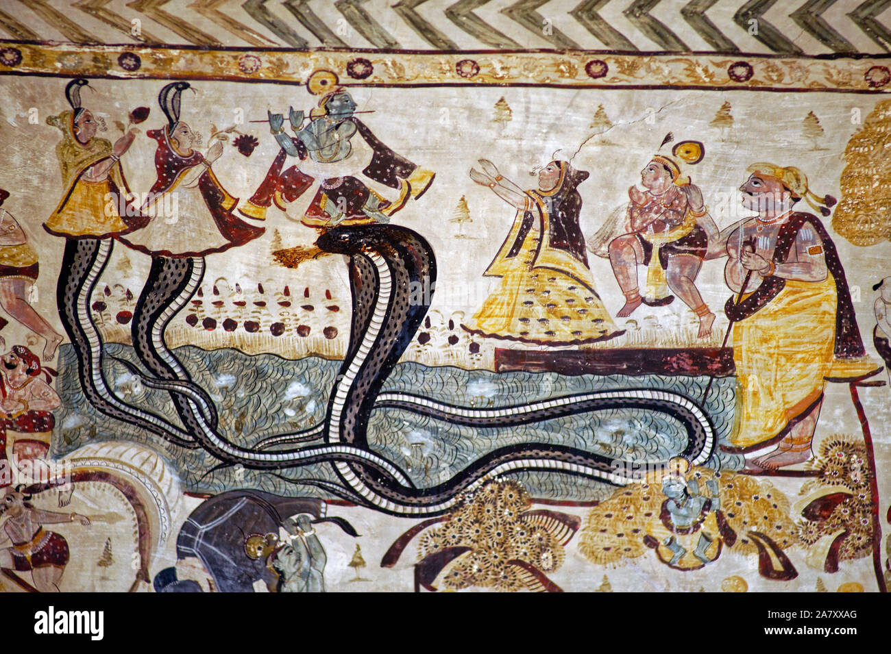 Paintings of Hindu god Krishna with Snake king Kaliya Stock Photo - Alamy
