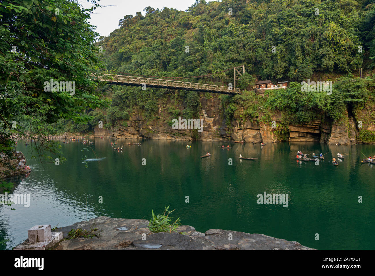 Famous Dawki Bridge over Umngot River, Meghalaya, India Stock Photo - Alamy