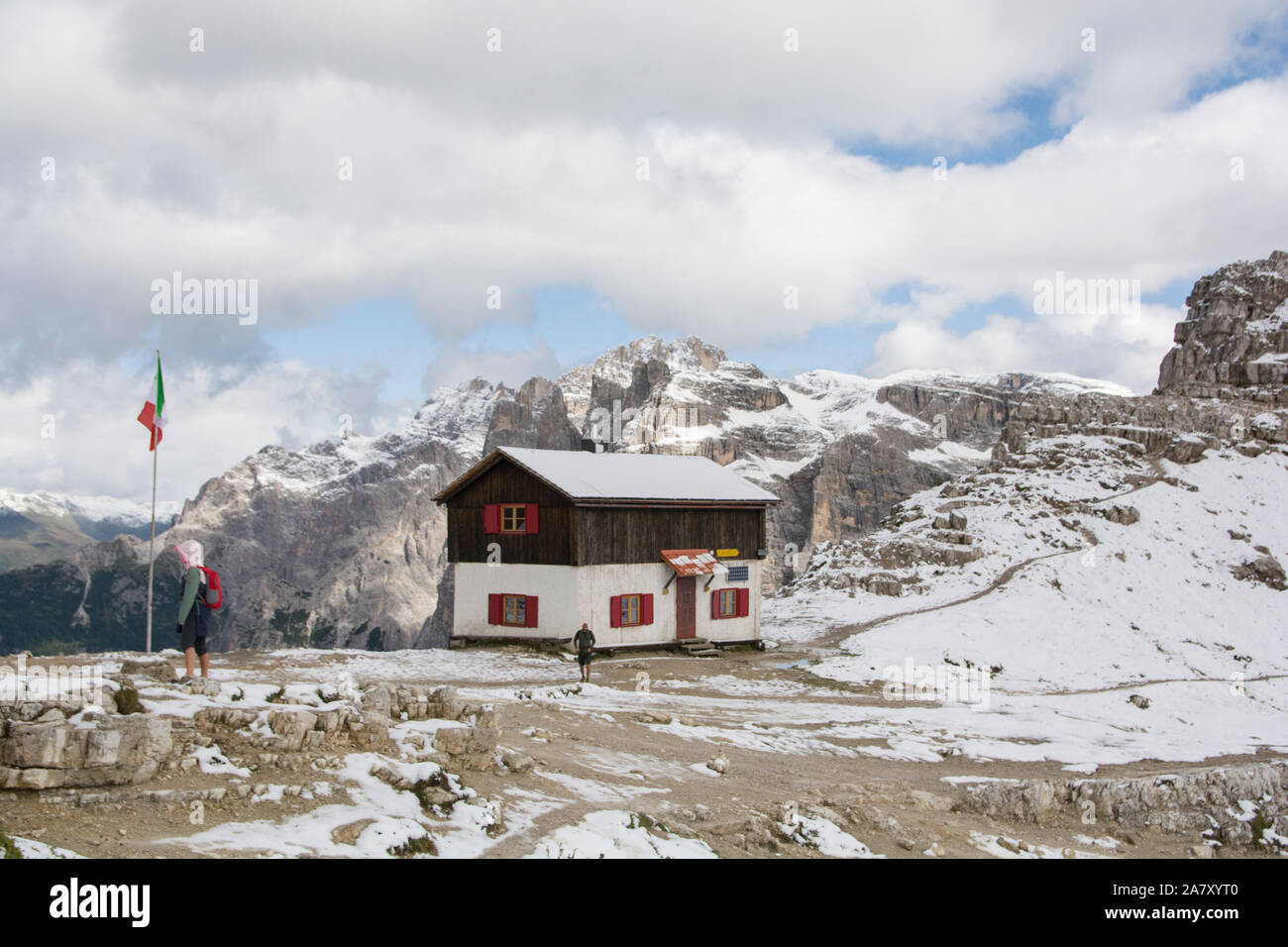 Rifugio Locatelli, mountain refuge, inside the three peaks of Lavaredo ...