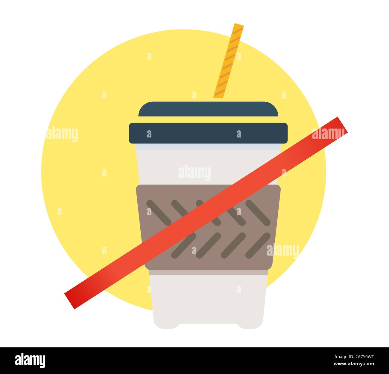 Say no to Plastic Disposable Cup with Straw - Icon as EPS 10 File Stock ...