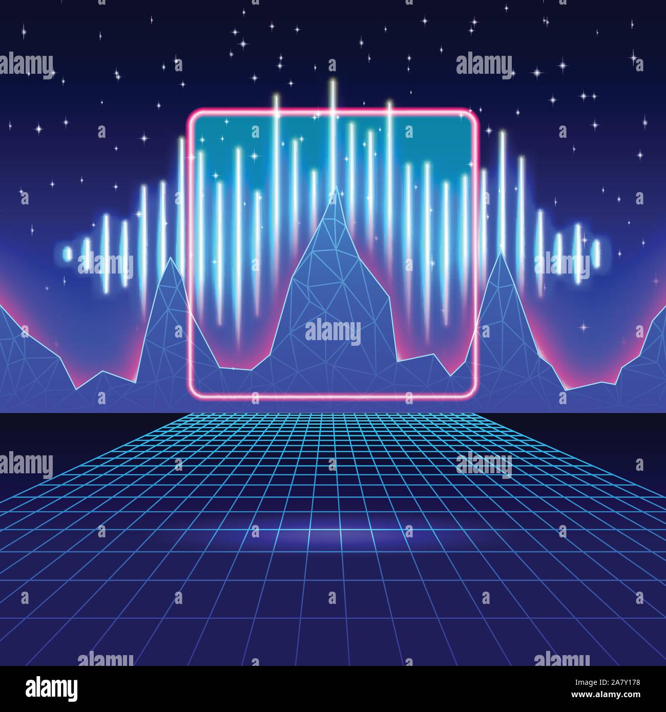 Retro gaming neon background with shiny music wave Stock Vector Image ...
