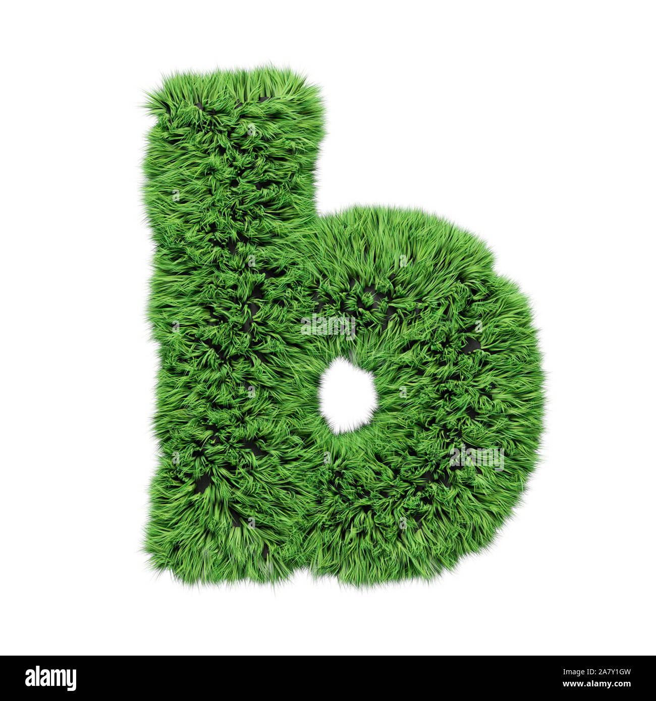 Grass alphabet, letter b. Isolated on white 3D illustration Stock Photo ...