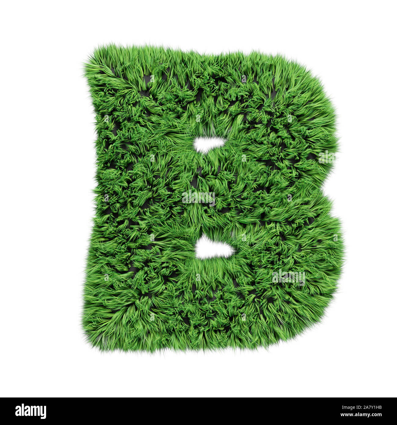 Grass alphabet, letter B. Isolated on white 3D illustration Stock Photo ...